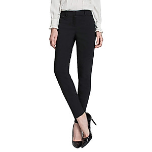 SATINATO Women's Wrinkle Free Stretch Dress Pants Work Slim Fit Trousers(0,Black)