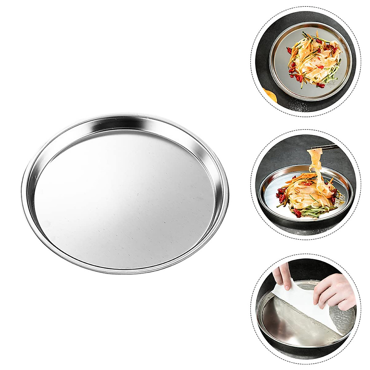 Stainless Steel Dinner Plate, Metal Dinner Dishes, 7 Inch Feeding Serving Camping Plates for Home Kichten, Outdoor Camping, Snack and BBQ
