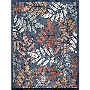 Water Resistant Modern 8x10 Indoor Outdoor Patio Rug | Floral Outdoor Rugs for Patios, Deck, Porch, Entryway | Outside Area Rug | 7'7'' x 10'3''