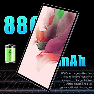 Acogedor 2 in 1 Tablet, 10.1in Gaming Tablet with BT Keyboard, Mouse, Earbuds, 10 Core CPU, 12GB RAM 256GB ROM, 8+20MP Dual Cam, Support 5G WiFi, for Android 12.0 (Silver)