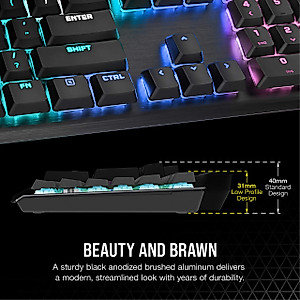 Corsair K60 RGB Pro Low Profile Mechanical Gaming Keyboard - Cherry MX Low Profile Speed Mechanical Keyswitches – Slim and Streamlined Durable Aluminum Frame - RGB Backlighting (Renewed)