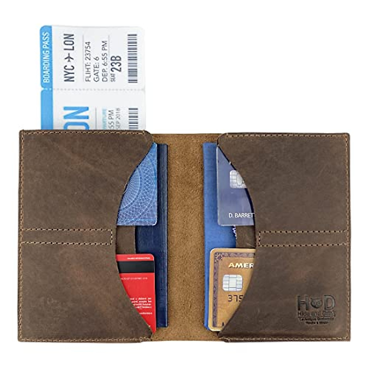 Hide & Drink, Double Passport Organizer with Card Slots, Bifold Passport Case, Rustic Card Holder, Travel Accessory, Full Grain Leather, Handmade, Bourbon Brown