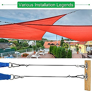 Shade Sails Installation Kits,Sun Shade Sail Hardware Kit with 4pcs 10ft Length Extension Nylon Wire Rope,Shades Awning Kit for Triangle Rectangle Shade Canopy,304 Stainless Steel, Patio Outdoor