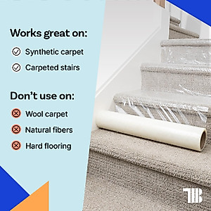 Carpet Protector Film 30" x 200' roll. Made in The USA! Easy Unwind, Clean Removal, Strong and Durable Carpet Protector. Clear, Self-Adhesive Surface Protective Film.