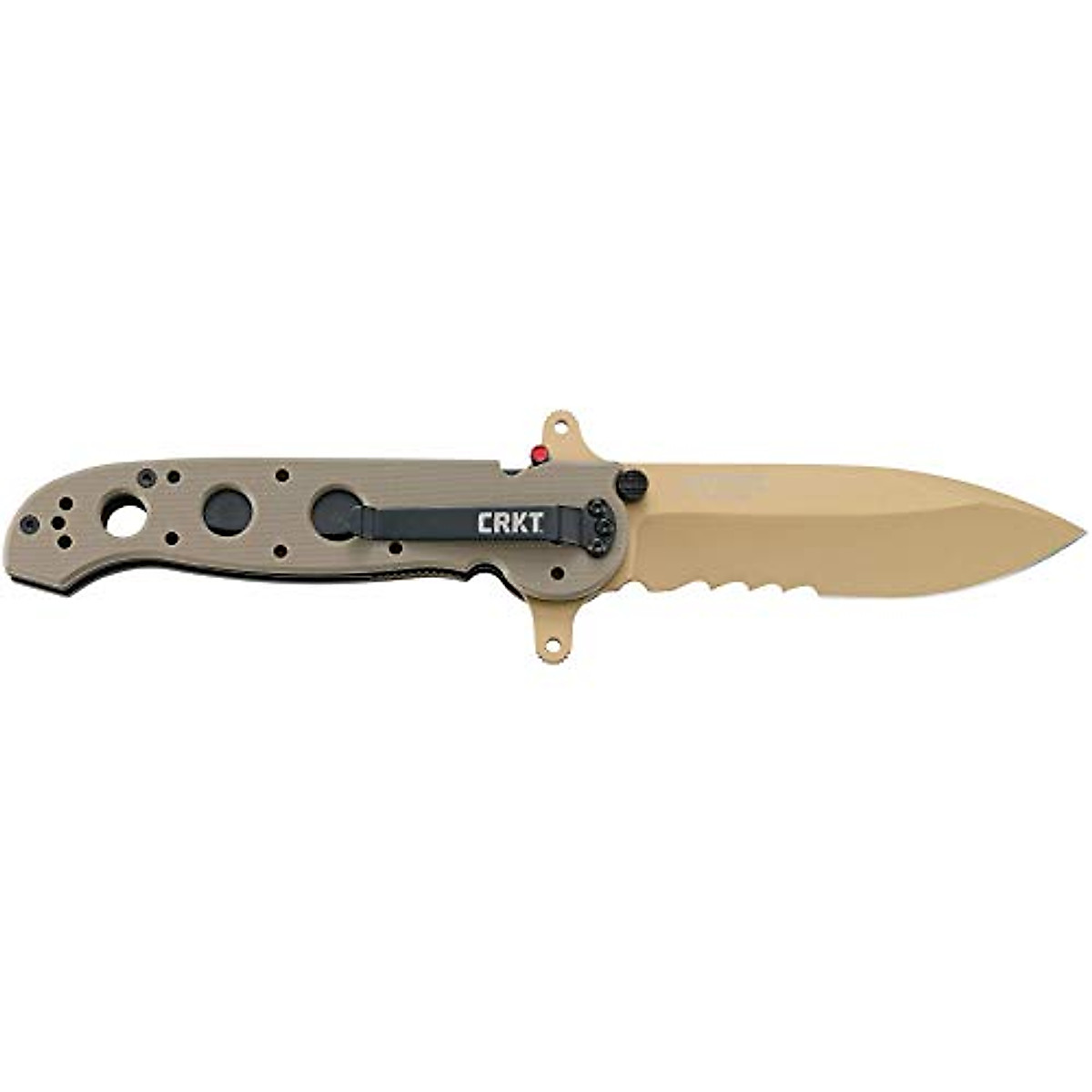 CRKT M21-14DSFG EDC Folding Pocket Knife: Special Forces Everyday Carry, Tan Serrated Edge Blade, Veff Serrations, Automated Liner Safety, Dual Hilt, Desert G10 Handle, Reversible Pocket Clip