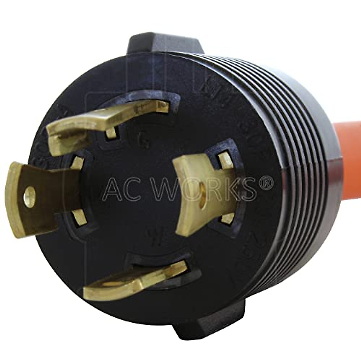 AC WORKS L14-30 30Amp 4-Prong Locking Generator Distribution Cord (1.5FT L14-30 to Four 15/20A Household)