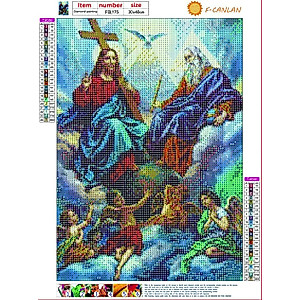 F-CANLAN Round Full Drill Diamond Painting Set, 5D God Cross Paint with Diamonds Cross Jesus Diamond Art Painting by Numbers for Adult Little Angel Diamond Painting with Gem Room Decor (12X16 inches)