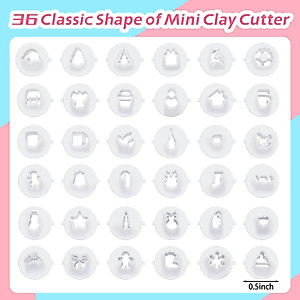 Set of 36 Polymer Clay Cutters for Earring Mini Clay Cutters for Polymer Clay Jewelry Small Clay Cutters Plastic Clay Molds Pottery Tools for Jewelry Making (Stylish Style)