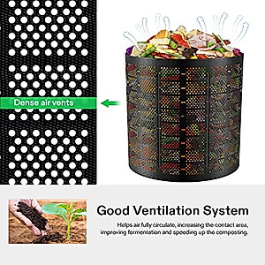 VIVOSUN 500 Gallon Outdoor Compost Bin, Expandable Composter, Easy to Setup & Large Capacity for Backyard, Lawn (Black with Gloves)