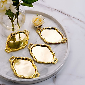 Efavormart 12 Pack - 4.5" Gold Oval Mini Candy Display Tray Favors - Baroque Design for Wedding, Bridal Shower, Baby Shower, Birthday, Candy Jars Decorations