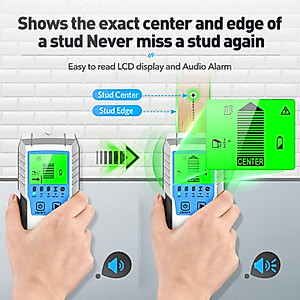 Stud Finder Wall Scanner Detector - Upgrade 5 in 1 Electronic Stud Sensor Wall Wood Metal Stud Sensor Pipe Joist Beam Finders Accurate Edge Center Finder for Wood Beams AC Wires Metal Detection