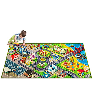Kids Carpet Playmat City Life 3D Playroom Rug | 30 x 60 Inch Extra Large Toddler Activity Mat for Race Cars & Toys | Playroom Rug Makes a Fun Educational Gift Idea for Boys & Girls