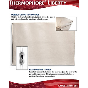 Assembled in The USA- Thermophore Liberty Plus - Moist Heating pad for Arthritis, Back, Neck, Shoulder Pain and Cramps Relief - Electric with auto Shut Off, Large 14" x 27"