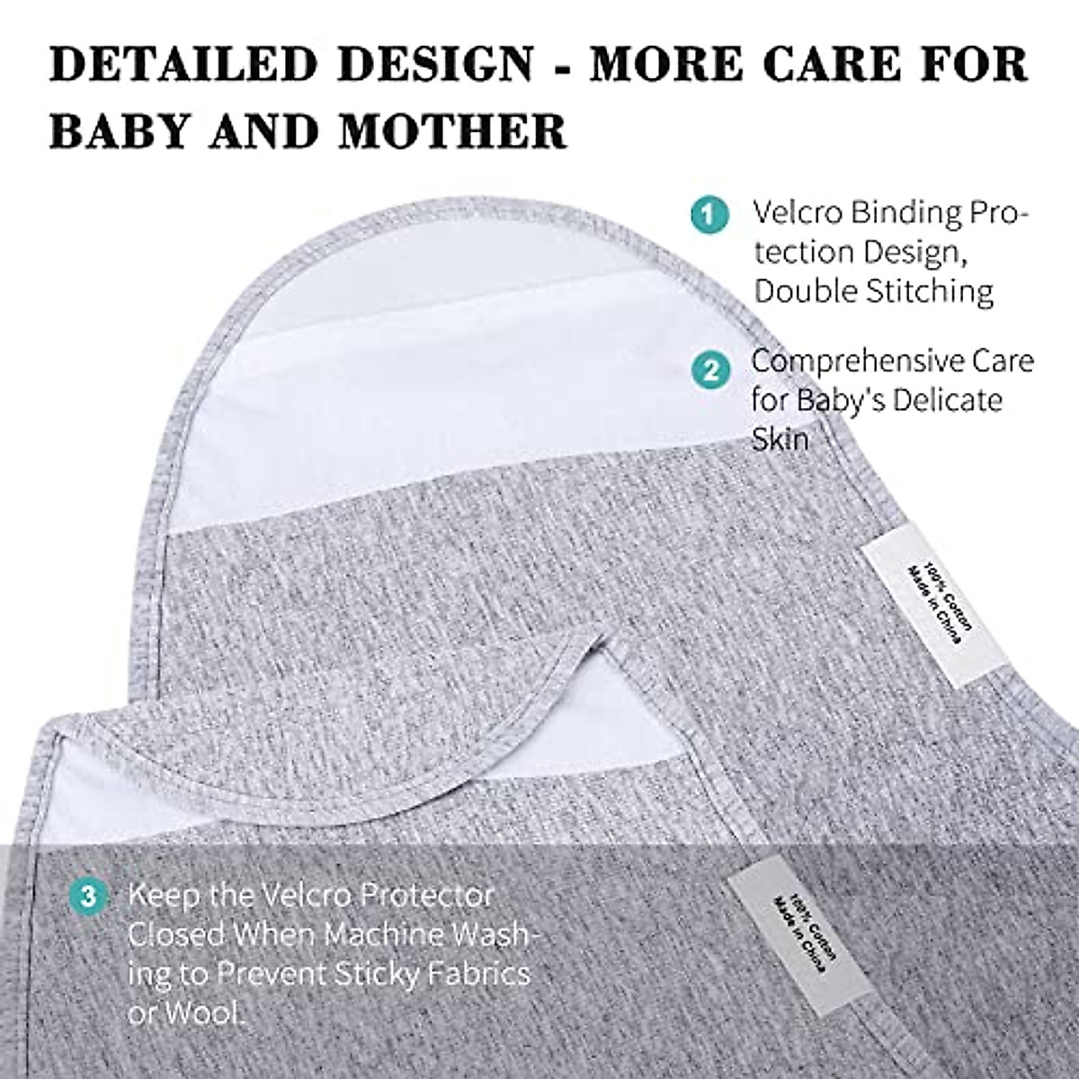 Soft and Cozy Organic Cotton Baby Swaddle Blankets Black White Gray Design Swaddle Wraps for Newborns, 0-3 Months