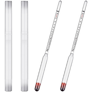 2 Pcs Glass Hydrometer, Alcoholmeter 0-200 Proof and 0-100 Tralle, Alcohol Tester, Hydrometer Glass Alcohol Measuring Device for Distilling Moonshine Brewing Wine Measure Alcohol Content