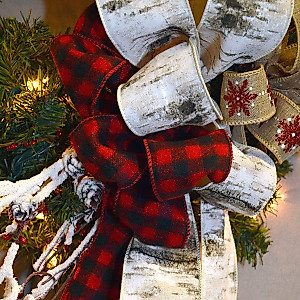 Morex Ribbon Red/Black Wired Flannel Ribbon, Buffalo Red Plaid, 2.5" x 100 Ft