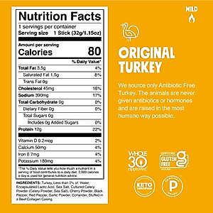 Chomps Free Range Jerky Snack Sticks Keto Paleo Whole30 Approved Gluten Free Sugar Free 60 Calorie Snacks ,1.15 Ounce (Pack of 24)