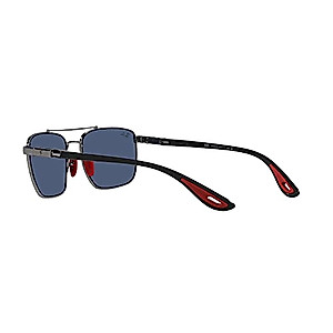 Ray-Ban RB3715M Scuderia Ferrari Collection Square Sunglasses, Gunmetal/Dark Blue, 58 mm