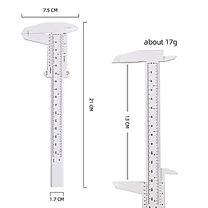 2pcs 6Inch 150mm Mini Caliper Double Scale Plastic Vernier Caliper for Jewelry Sliding Gauge Ruler Measuring Tool Plastic Caliper for School Student, Portable 0-6 Inch Measuring Tools