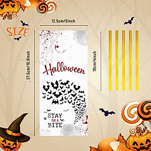 120 PCS Halloween Cellophane Bags Halloween Treat Bags with Ties Trick or Treat Bags for Candy Cookie Goodies Gift Favor Halloween Party Supplies (Halloween)