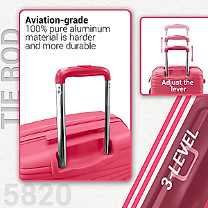 LEAVES KING Luggage 4 Piece Sets, Hard Shell Lightweight Carry on Expandable Suitcase with Spinner Wheels Travel Set for Men Women (14/20/24/28, Peach Pink)