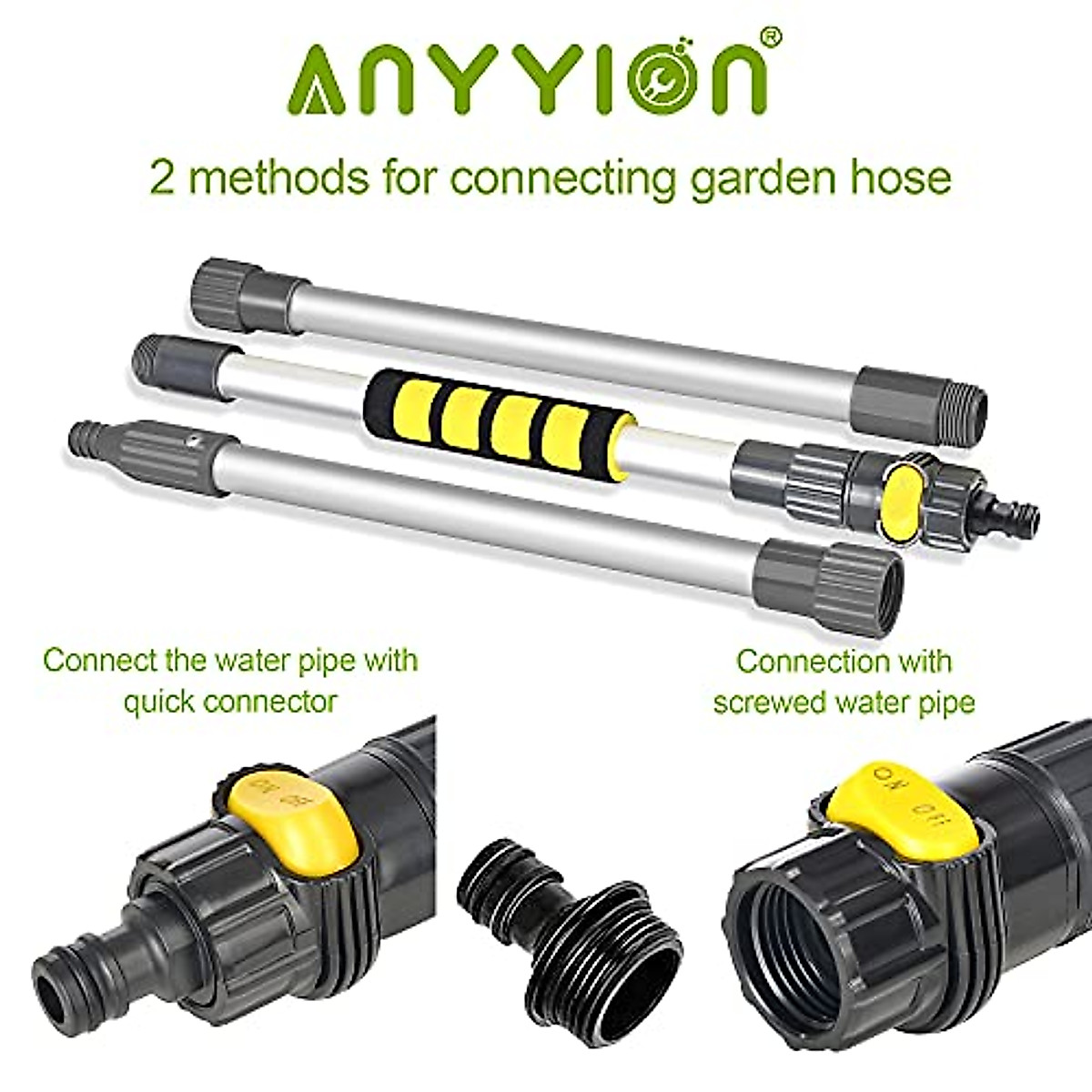 Anyyion 51-Inch Car Wash Brush with 10-Inch Soft Bristle, On/Off Switch for Car Truck Boat Washing Brush, Perfect for Cleaning House Siding, Auto Cars, Trucks, SUV, RV, Floors and More!