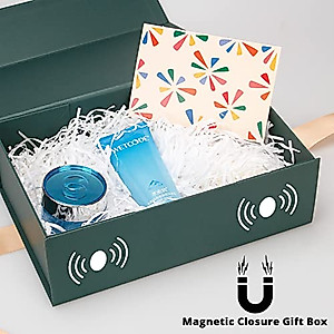 MONDEPAC Gift Box 11x7.5x3.5 Inches,Forest Green Gift Box with Magnetic Lid，Large Gift Box Contains Card, Ribbon, Shredded Paper Filler Gift Box for Valentine's Day Gift Packaging