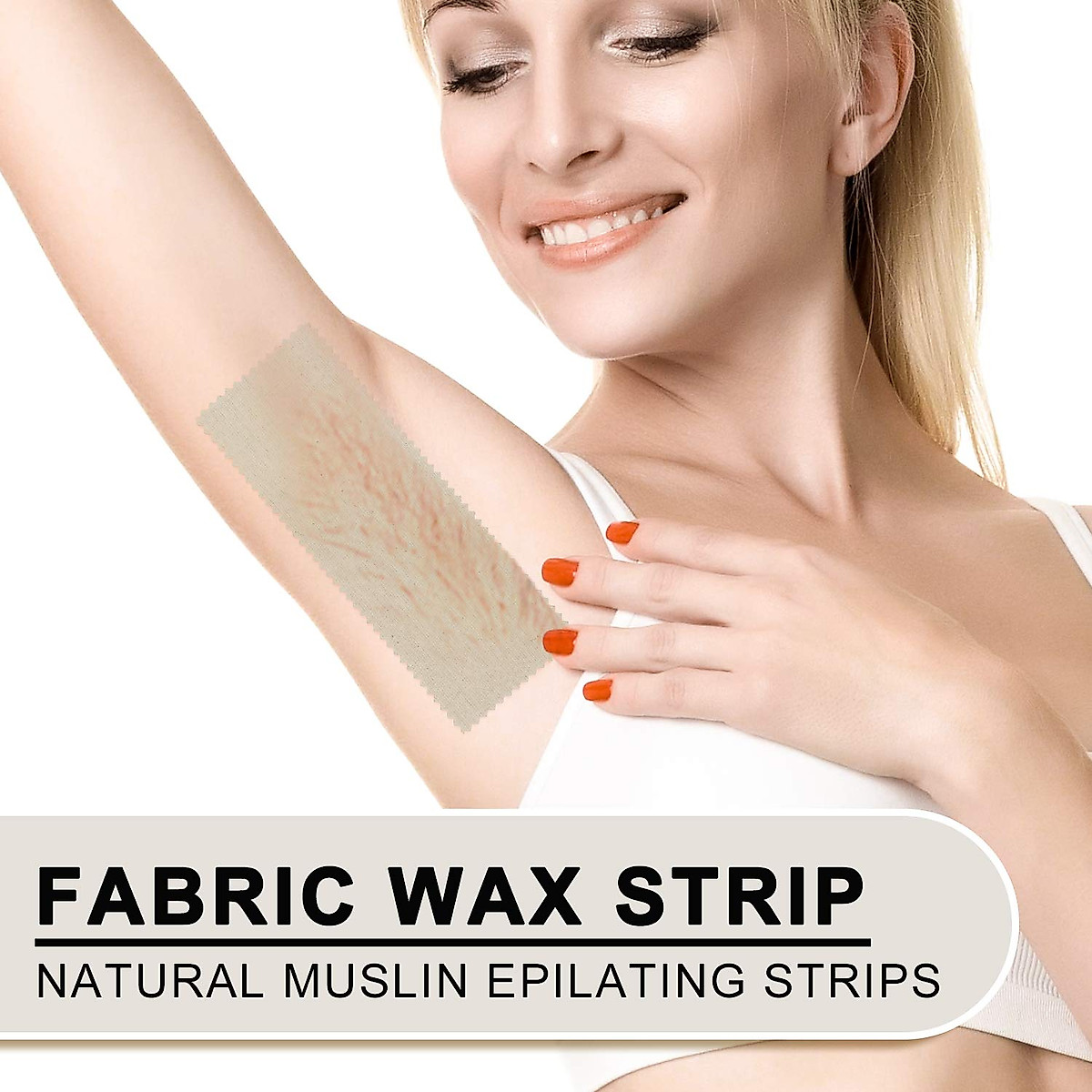 Whaline 200Pcs Fabric Wax Strip Natural Muslin Epilating Wax Strips Facial Hair Removal 7.9 x 2.8 Inch Large Cotton Cloth Precut Waxing Strips for Women Men Body Face Arms Legs Hair Removal