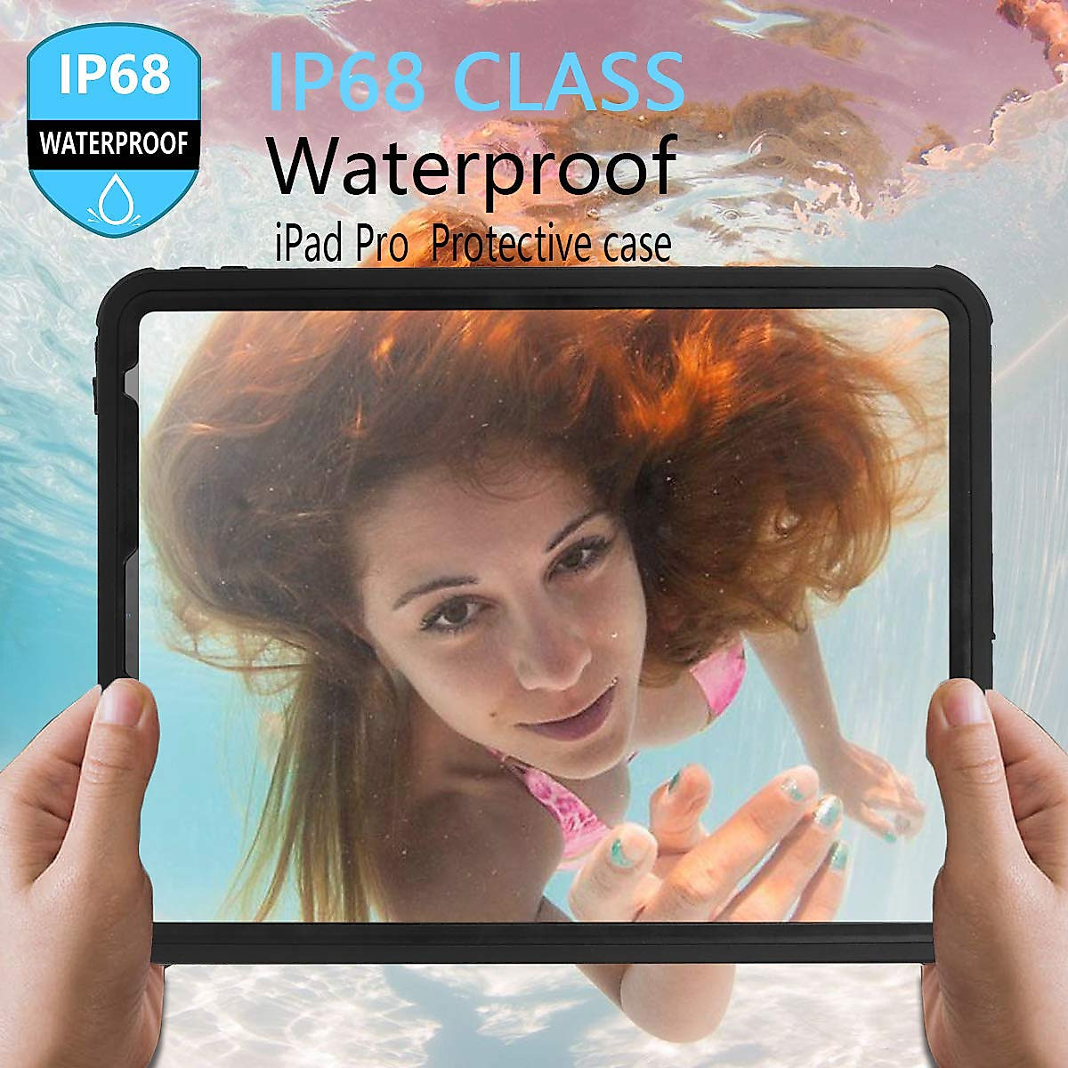 AICase IPad Pro 12.9 Inch Waterproof Cases,IP68 360 Degree Slim Dual Layer Armor Defender Shockproof Protective Case with Lanyard for iPad Pro 12.9" 2018