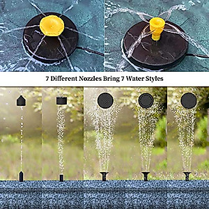 Viajero 3W Solar Fountain Pump for Bird Bath, Upgrade Solar Powered Water Floating Plug-Gable Fountains Kit with 7 Nozzle for Garden, Yard, Fish Tank, Pond, Swimming Pool, Outdoor and Patio