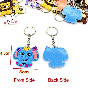JZK 32 Pcs Animal keyring set for kids, Silicone animal keychains for children birthday party favours, kids party bag fillers, kids party thankyou gift graduation gifts