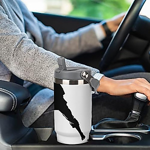 YTLKGFP 30 Oz Large Capacity Car Cup Kickboxing Tumbler with Handle Straw Lid Insulated Stainless Steel Water Bottle Travel Mug Leak-proof Car Cup Keeps Cold Or Hot