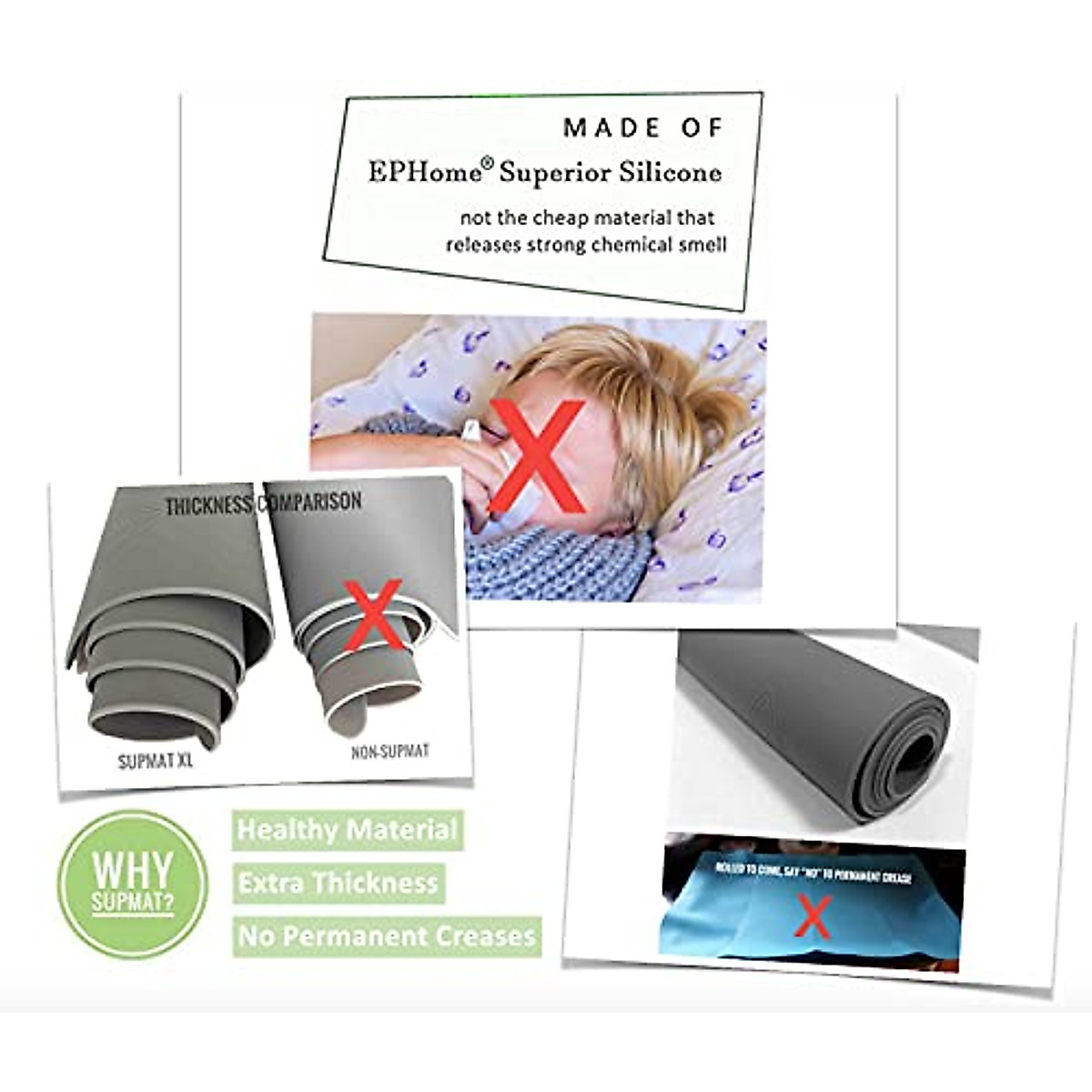 Supmat XL, Super Versatile Extra Large and Thick Heat Resistant Silicone Mat, Counter Mat (1, Dark Gray)