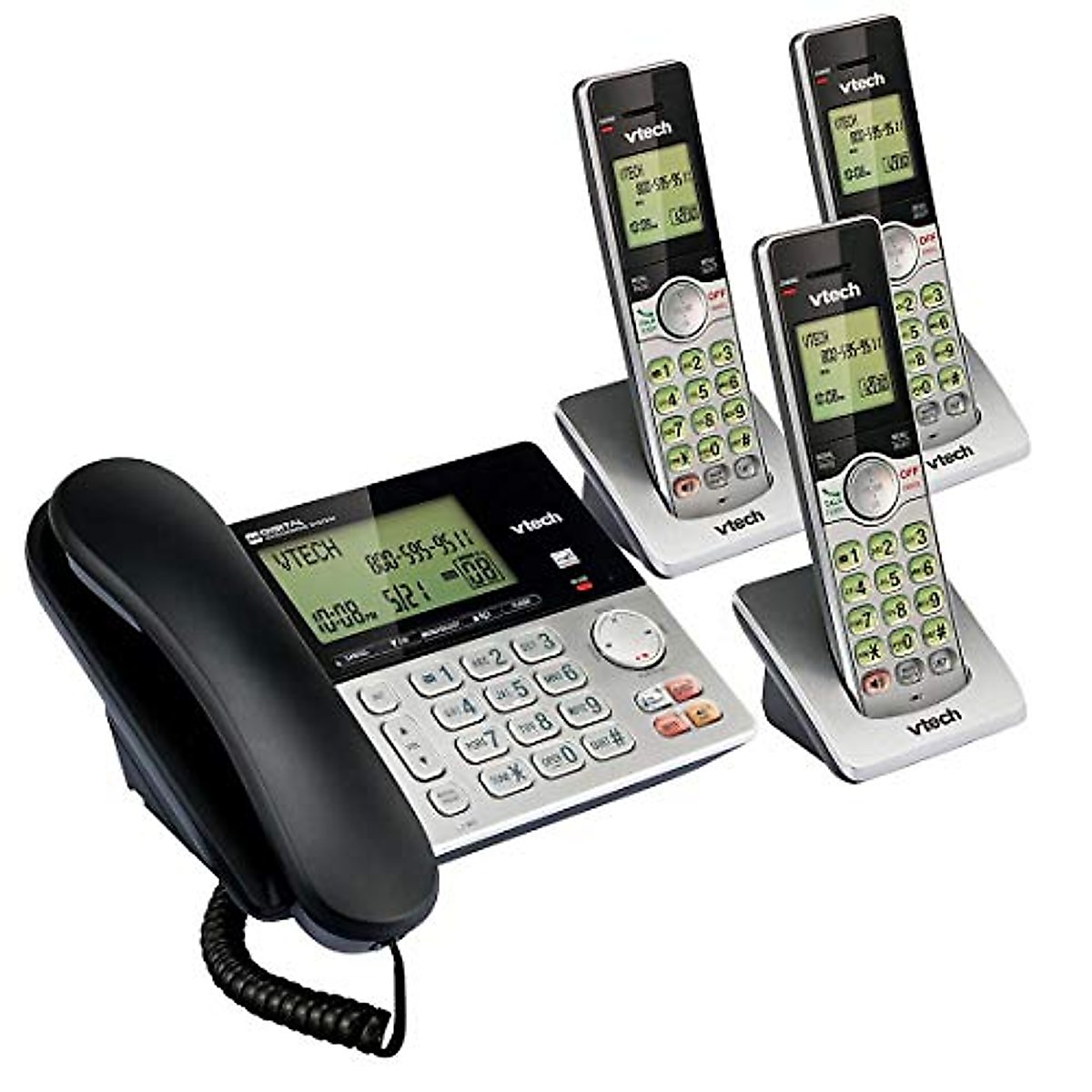 VTech DECT 6.0 3-Handset Corded/Cordless Phone with Digital Answering System