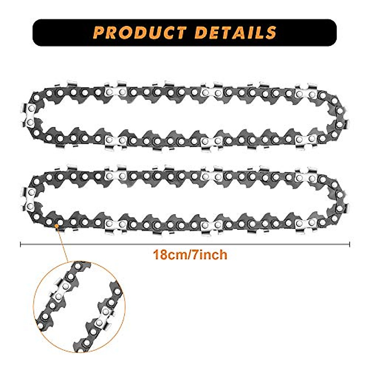 Mini Chainsaw Chain Replacement Portable for Cordless Electric Chainsaw Blade 24 V Chainsaw Pruning Shears for Wood Branch Cutting (4 Pieces,4 Inches)