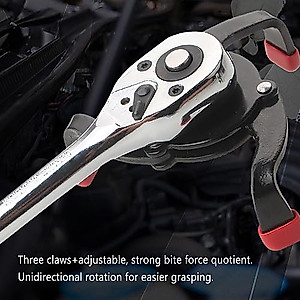 Aokdom Oil Filter Wrench,3 Jaw Adjustable Oil Filter Wrench Tool for 2-3/8" to 3-7/8",Universal Oil Filter Removal Tool with 3/8" Oil Filter Socket Set