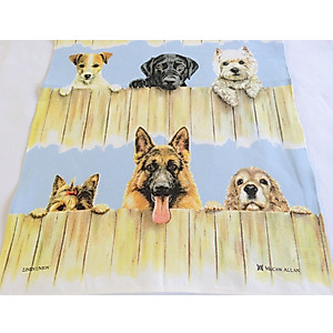 Samuel Lamont, K-9 (Canine) Dogs Kitchen/Tea Printed Towel, Imported, Linen-Cotton Blend