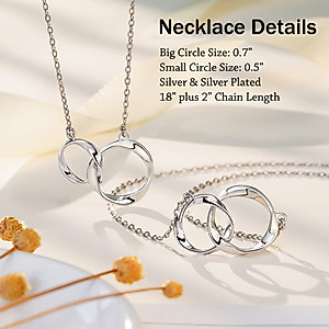 Tarsus Mother Daughter Necklace, Interlocking Infinity Circle Necklace, Mothers Day Jewelry Birthday Gifts for Women Mom Mama from Daughter