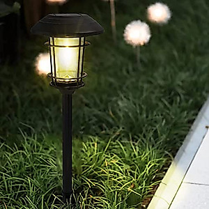 Grand patio Solar Outdoor Lights, 5 Pack, Glass Light Aluminum & Steel Frame, Waterproof, All-Weather Pathway Light, Automatic Dusk and Dawn Sensor (Slate Gray)