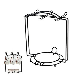 BUJIATANG 2 in 1 Tea Cup Holder Stand with Saucer Holder Stainless Steel Mug Tree Rack for 6 Mugs Metal Wire Coffee Cup Rack for Kitchen Black
