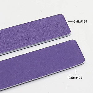 Bzbuy Jumbo Nail File 50 PCS Professional Double Sided 100/180 Grit Nail Files Emery Board Purple Manicure Pedicure Tool and Nail Buffering Files