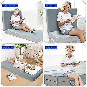 MeMoreCool Folding Mattress Foldable Mattress, 4 Inch Memory Foam Trifold Mattress Topper, Portable Floor Mattress Guest Bed Camping Traveling with Washable Cover & Soft Fitted Sheet, Single