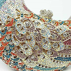 Bird Clutch Bags For Women Crystal Evening Bag Rhinestone Wedding Handbag Party Purse (Small,Multi Blue)