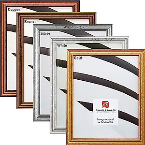 Craig Frames Made-To-Order Custom Picture Frame with Glass, Any Size 4x4 to 12x18 (.25" Increments), 314 Ornate Wood, (5) Colors