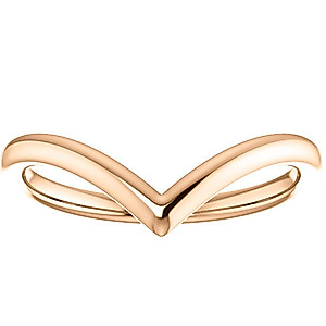 Curved V Shape Solid Contour Guard Wedding Band in 14k White Yellow or Rose Gold - Size 5