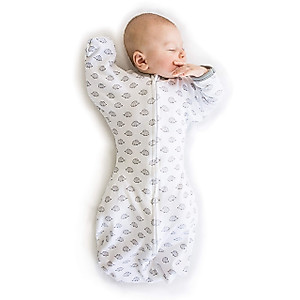 SwaddleDesigns Transitional Swaddle Sack with Arms Up Half-Length Sleeves and Mitten Cuffs, Tiny Hedgehogs, Small, 0-3mo, 6-14 lbs (Better Sleep for Baby Boys, Baby Girls, Easy Swaddle (Pack of 2)