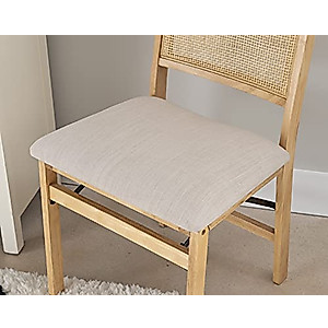 Powell Kasi Beige Rattan Cane Folding Foldable Dining Side Chair, Natural