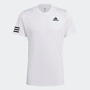 adidas Men's Club Tennis 3-Stripes Tee, White/Black, Small
