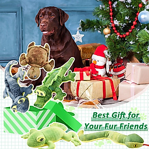 LECHONG Stuffed Animal Dog Toys, 5 Pack Tough Squeaky Dog Toys, Plush Toys Assortment, Great Value Dog Toys Bundle, Woodland Series Dog Chew Toys for Large Medium and Small Dogs Puppy Pet Toys