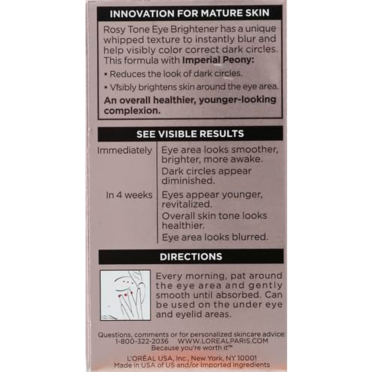 L'Oreal Paris Age Perfect Rosy Tone Anti-Aging Eye Cream, For Dark Circles & Wrinkles .5 oz